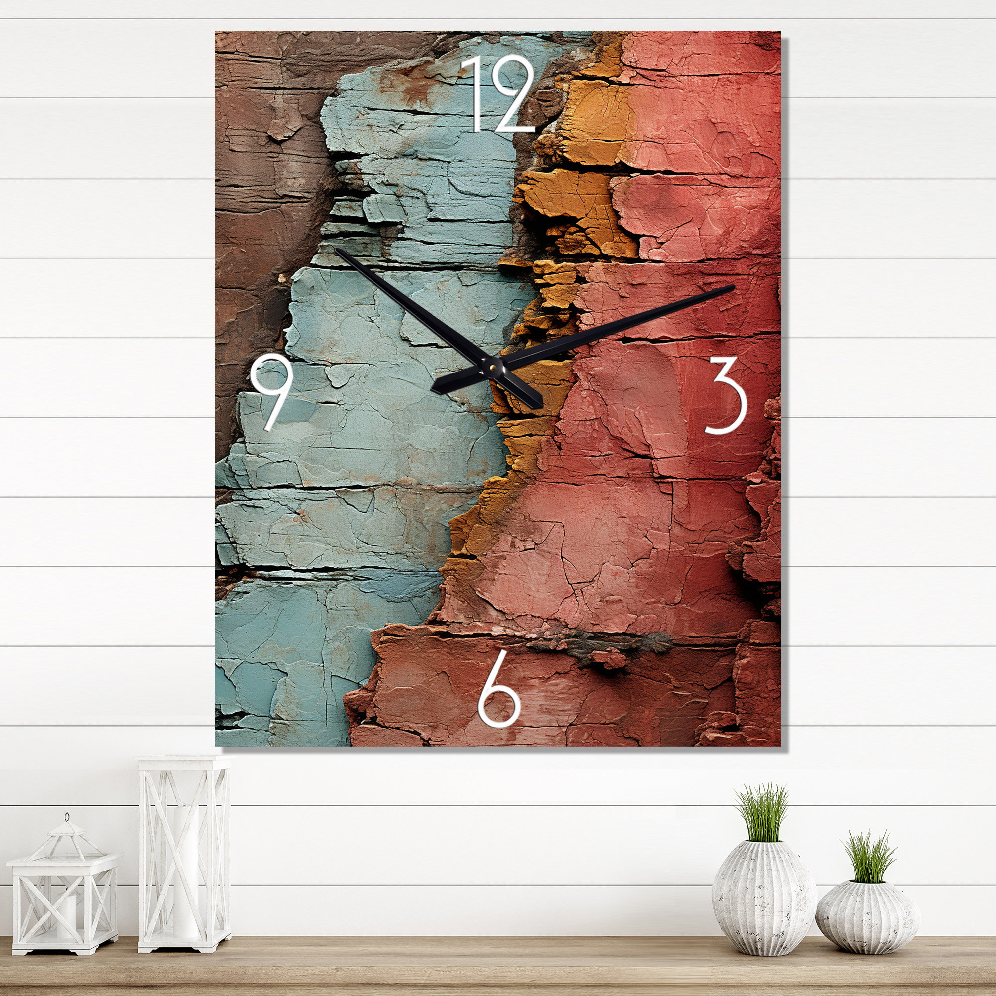 Design Art Passage Of Time Distressed Blue And Pink - Modern Geometric ...