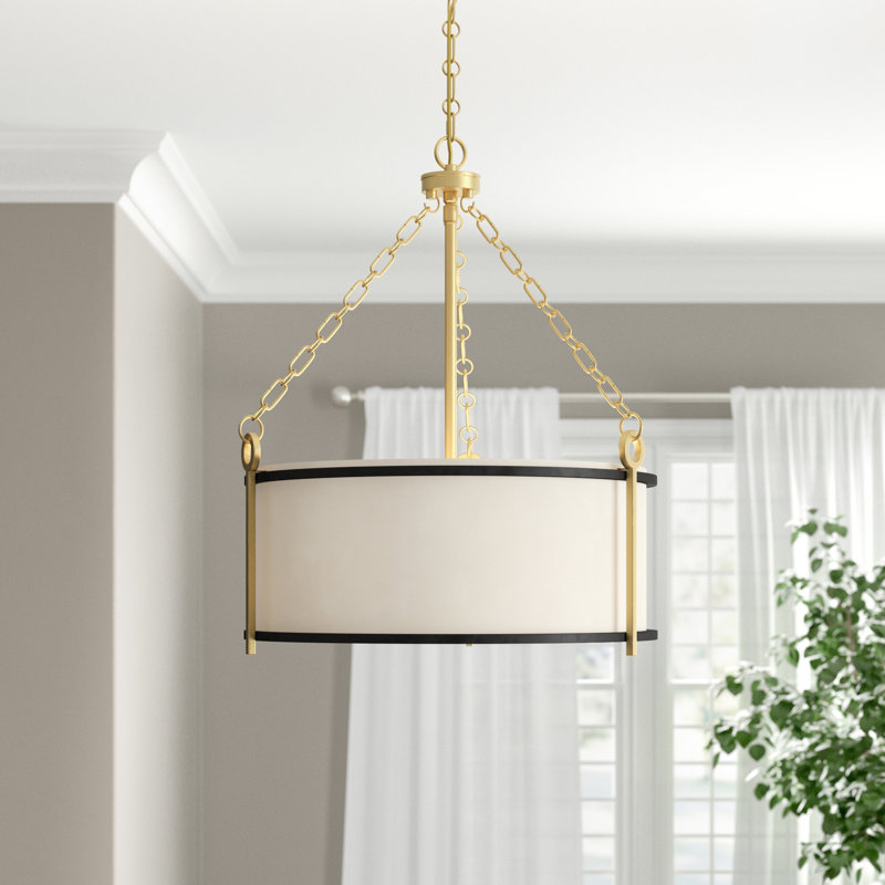 Birch Lane™ Joplin 3-Light Pendant In Matte Black With True Gold | Wayfair