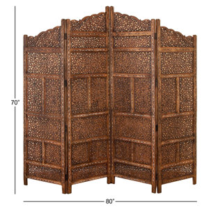 Bungalow Rose Brown Wood Handmade Foldable Arched Partition & Reviews ...