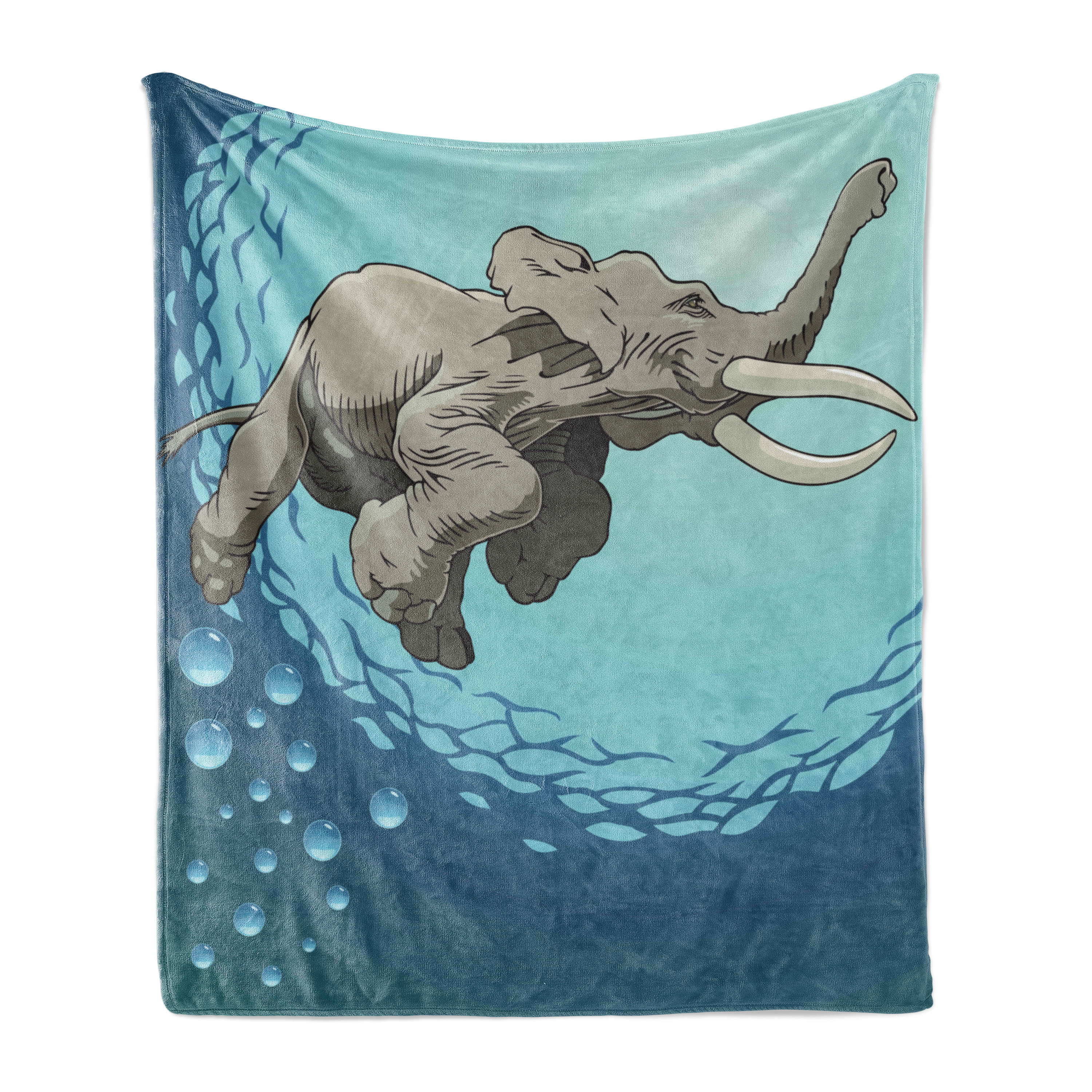 Ambesonne Animal Fleece Throw Blanket in Tropic Ocean Slate Blue ...
