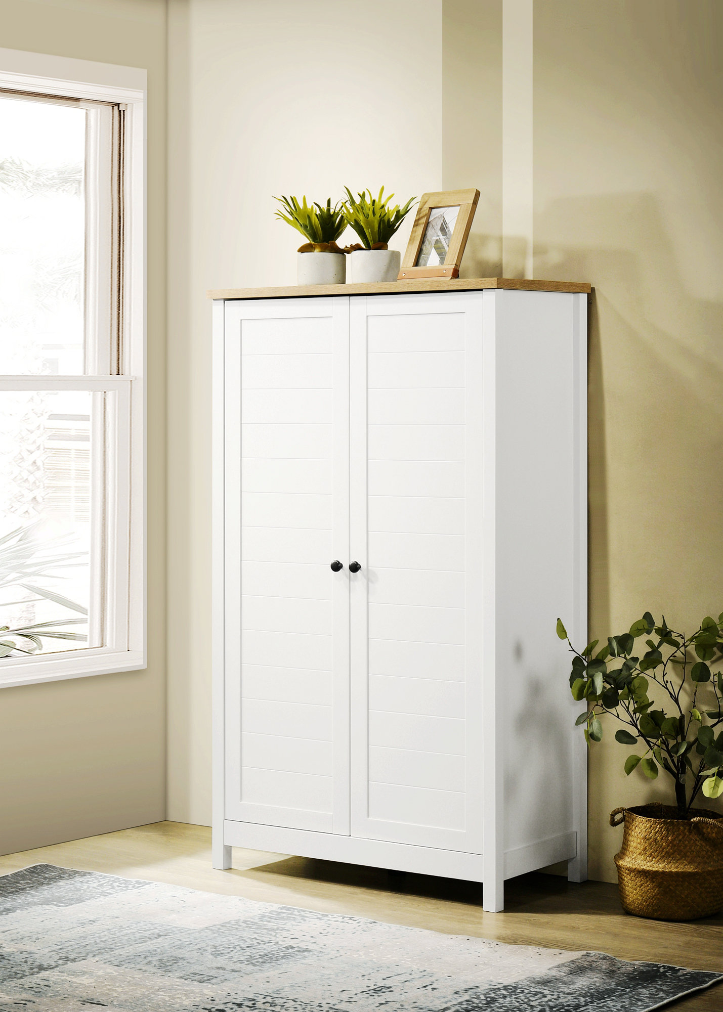 Wildon Home® Ottelia Claire Farmhouse-Style Storage Cabinet – White Oak ...