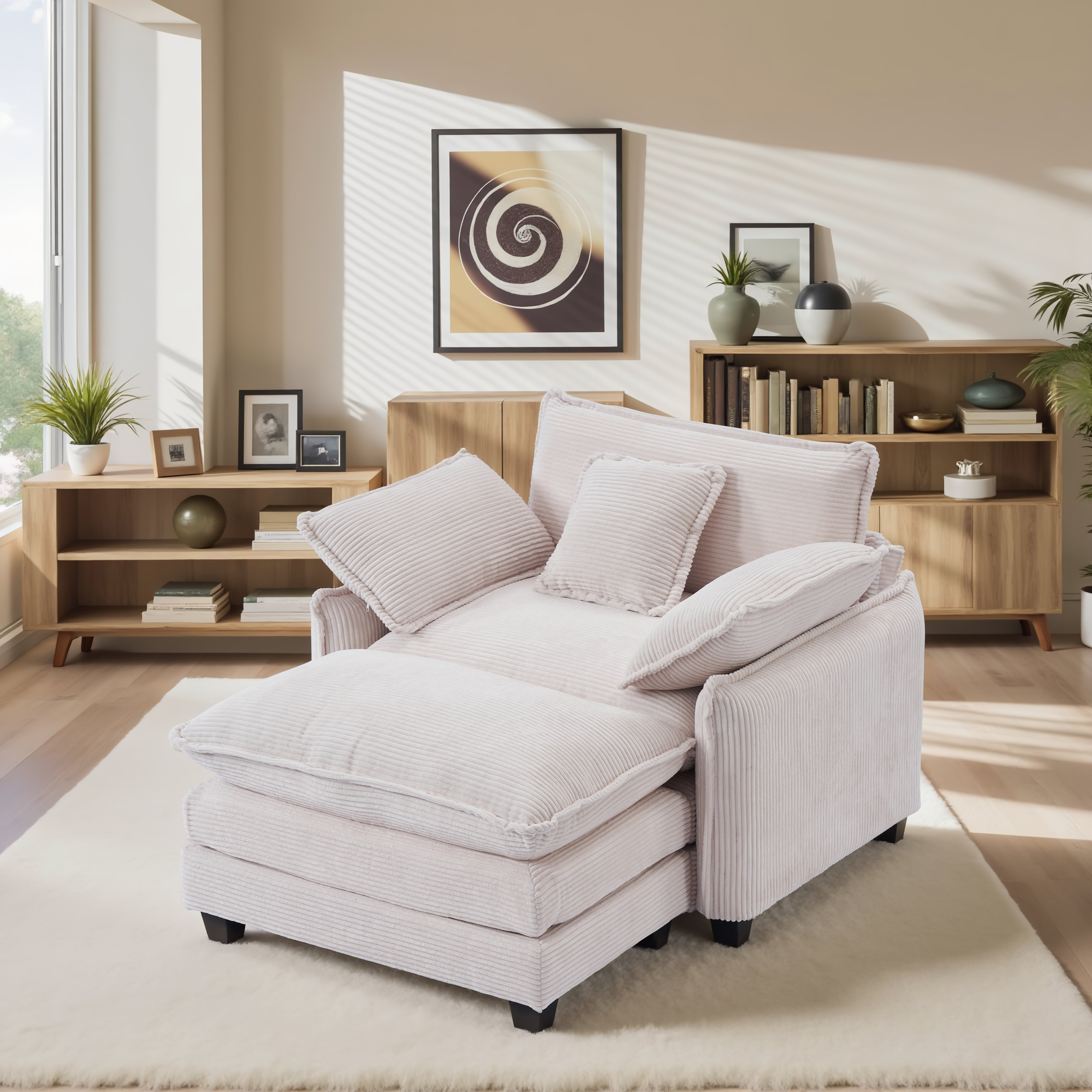 Ebern Designs Modern Oversized Chair With Ottoman - 41" W Comfy ...