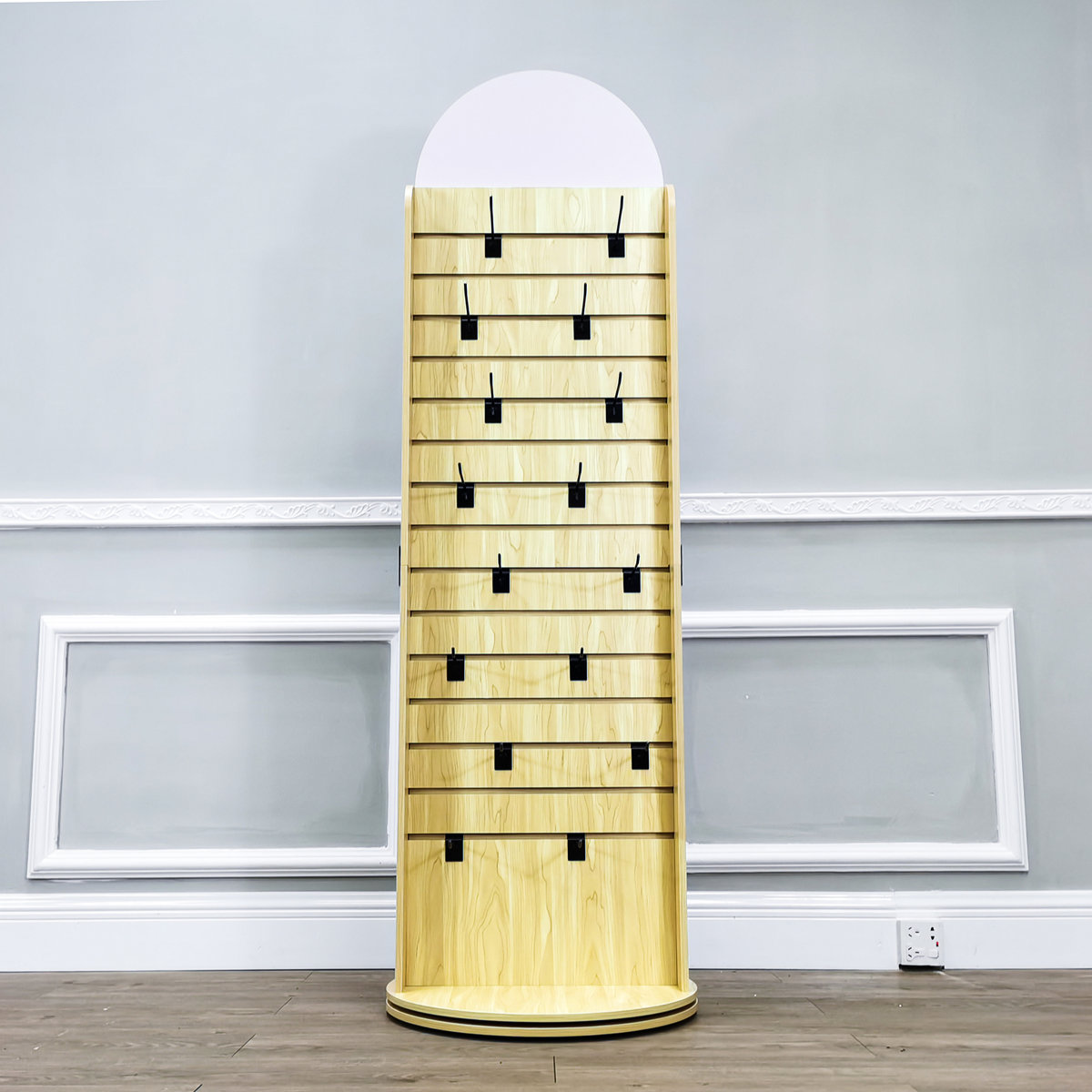 FixtureDisplays Double Sided Slatwall Rotating Display Wood Floor ...