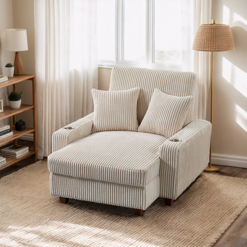 Ebern Designs Ermia Upholstered Chaise Lounge Chair convertable accent ...