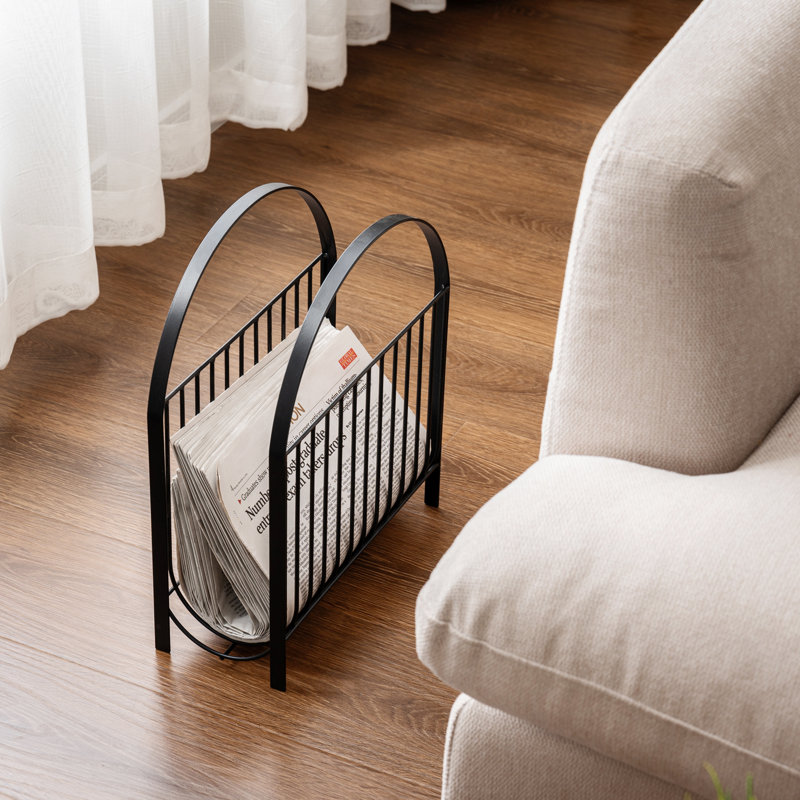 17 Stories Freestanding Decorative Black Magazine Storage Rack With ...