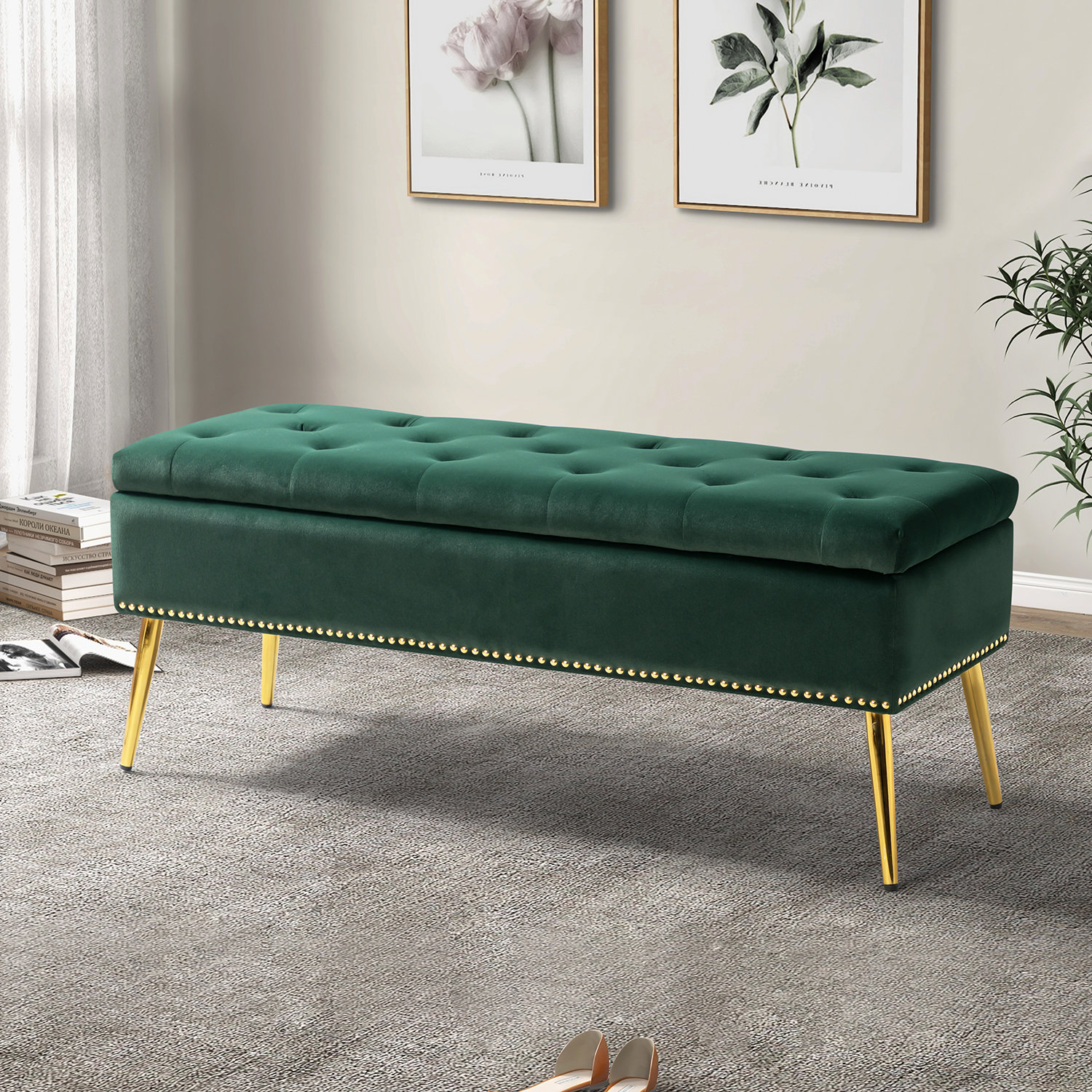 The Twillery Co.® Kajana Transitional Velvet Upholstered Flip Top ...