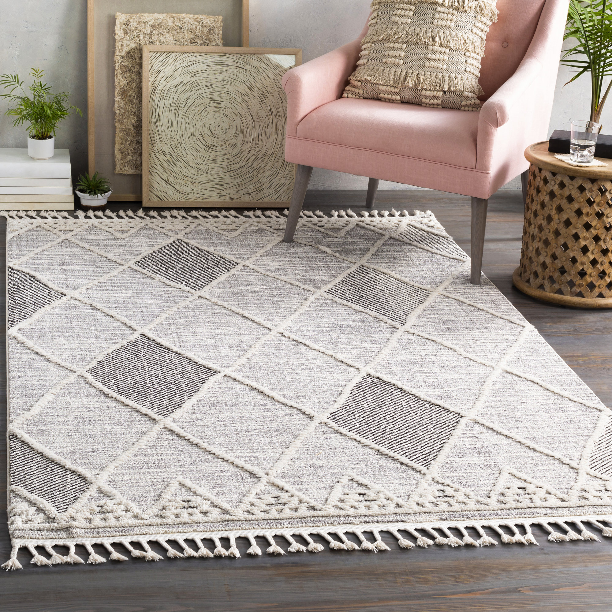 Union Rustic Adhvaith Geometric Gray/Black Area Rug & Reviews | Wayfair