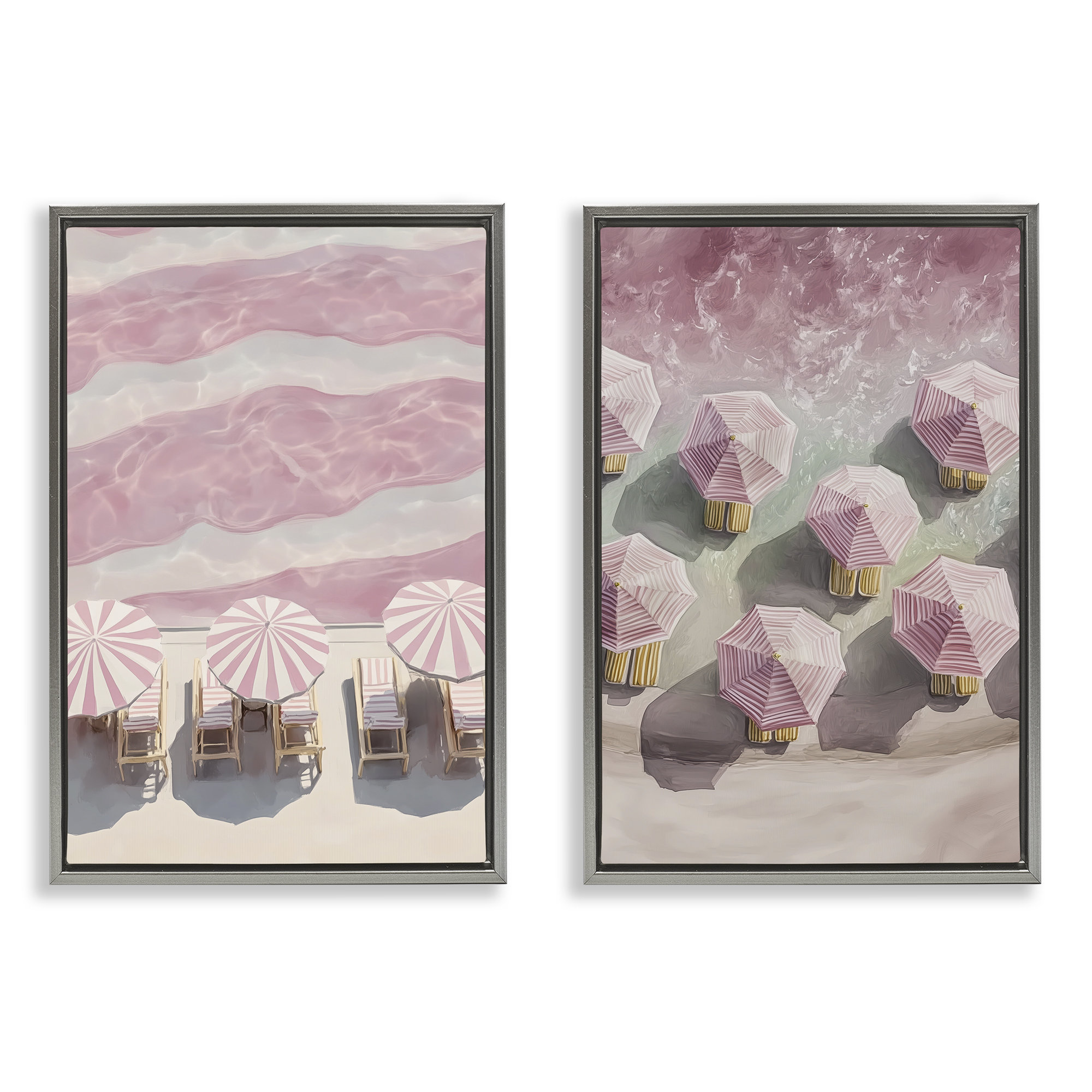 Dovecove Pink Umbrellas on Beach 2pc Floating Frame Set, design by ...