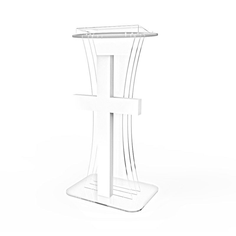 FixtureDisplays Clear Acrylic Lucite Podium Pulpit Lectern w/ white ...