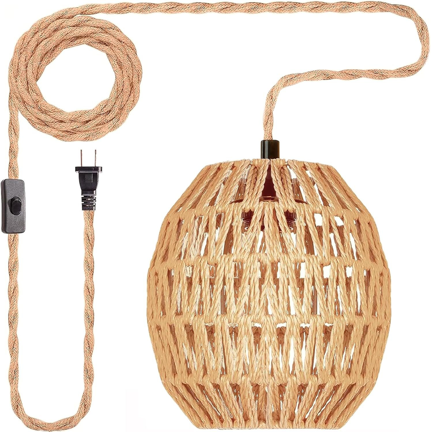 Highland Dunes Plug in Cord Pendant Light Fixture Hanging Lights 16.4ft ...
