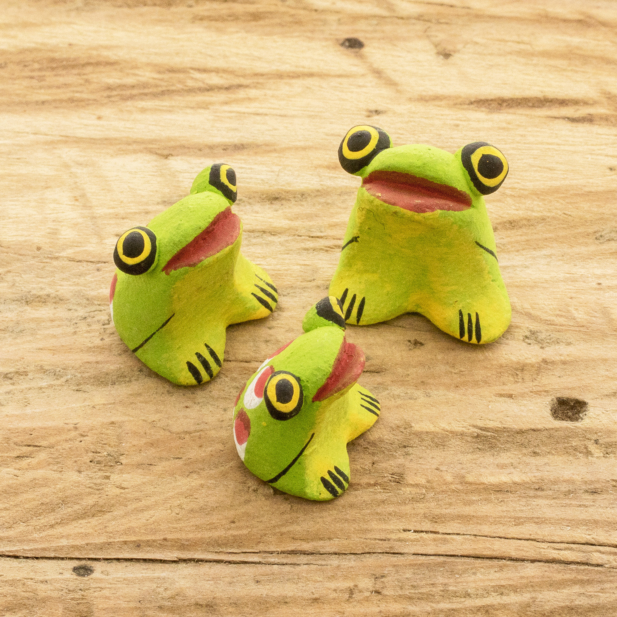 Trinx Handmade Bright Frog Reunion Ceramic Figurine (Set Of 3) | Wayfair