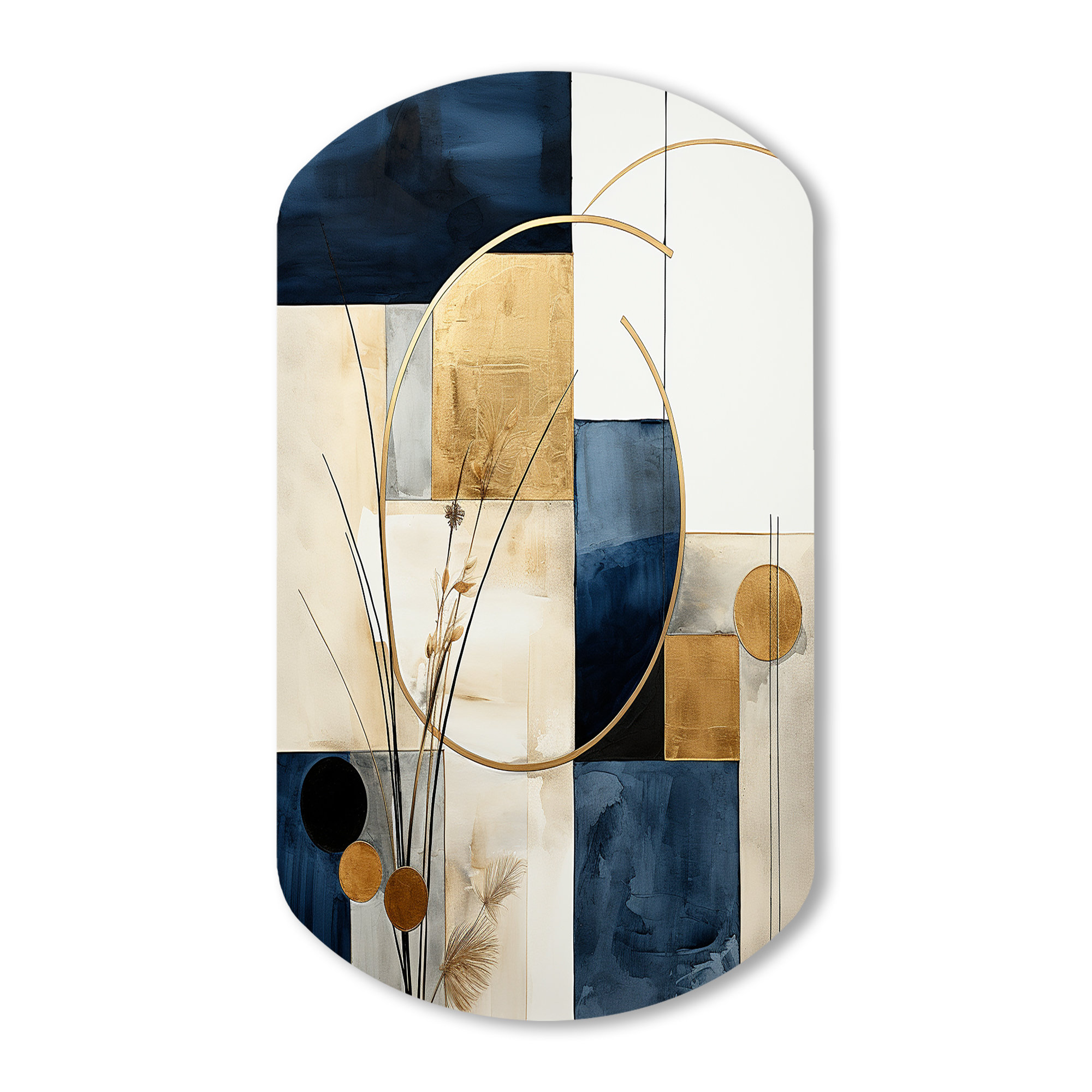 Ivy Bronx Organic Simplicity Minimal Geometry Navy Blue III - Abstract ...