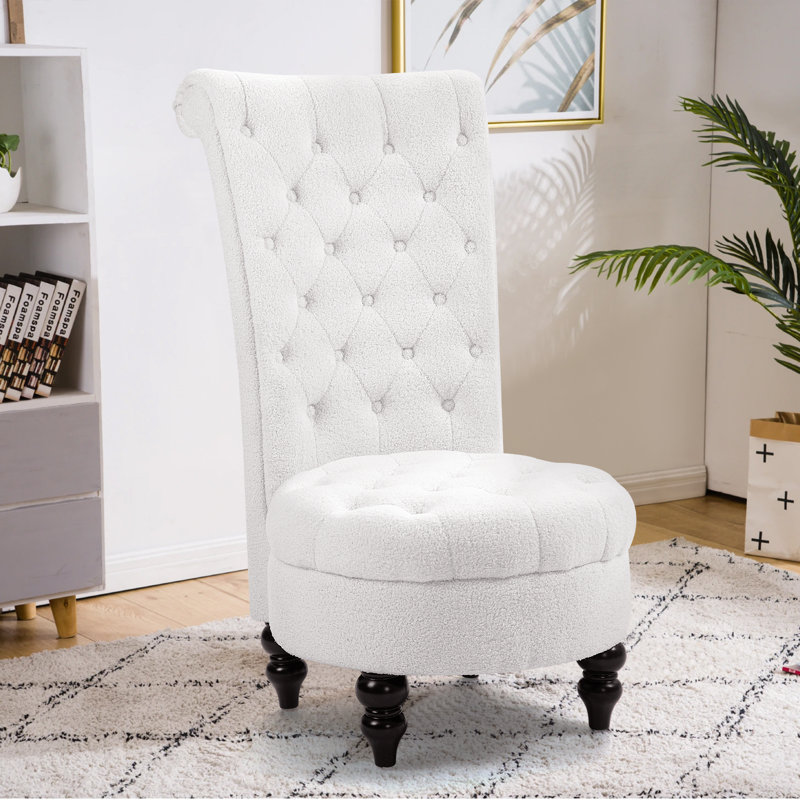 Charlton Home® Tufted Boucle High Wingback Chair | Wayfair