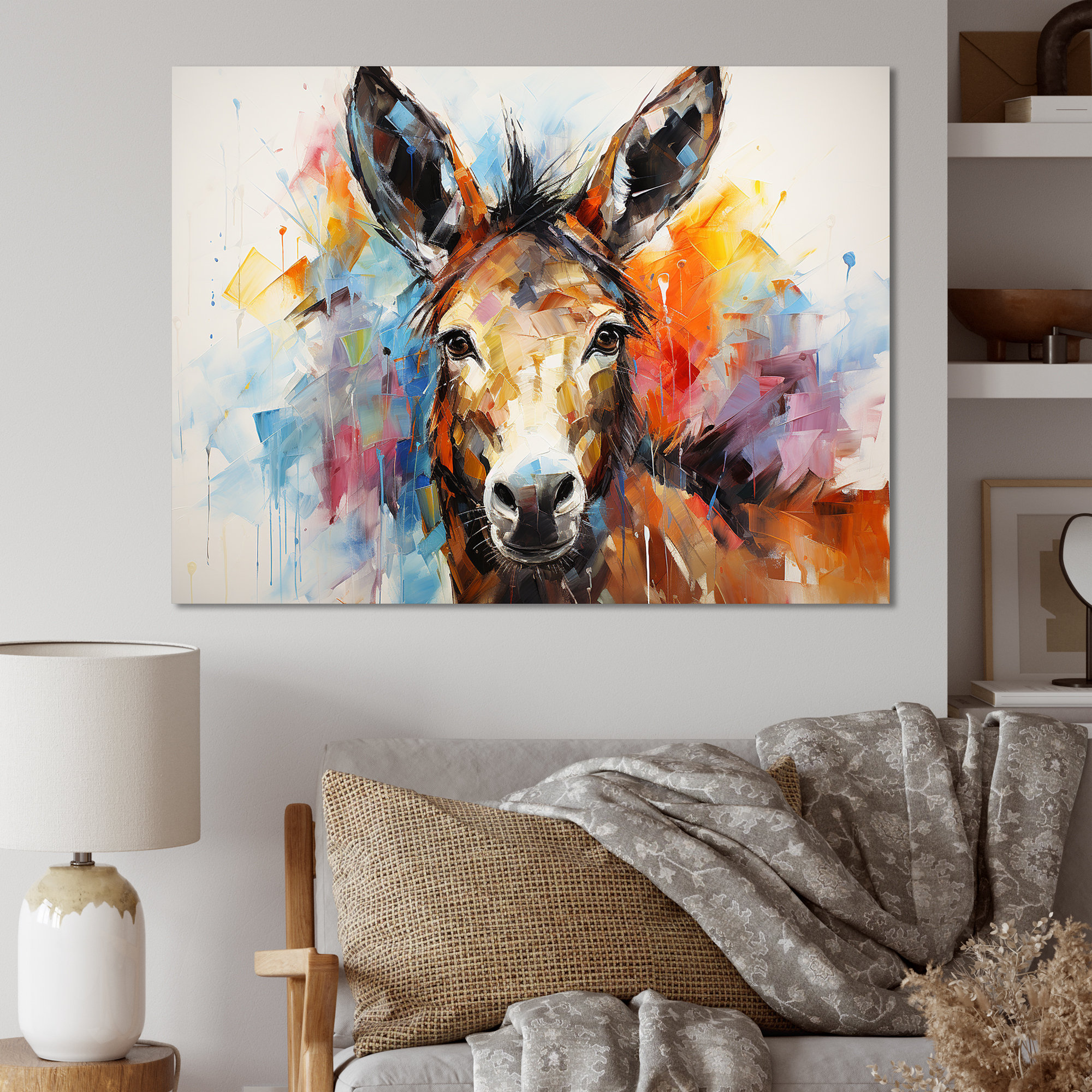 August Grove® Abstract Donkey Reverie - Donkey Canvas Wall Art | Wayfair