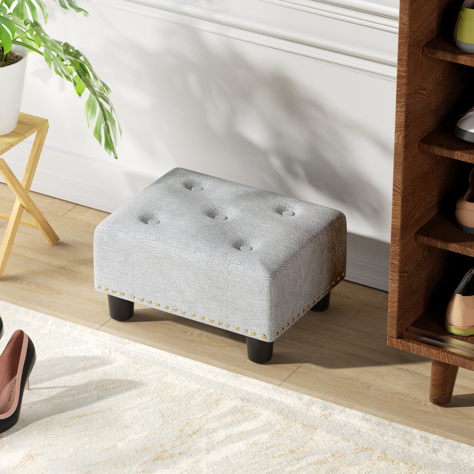 Winston Porter Dharmshila Upholstered Ottoman Bench, Button Tufted ...