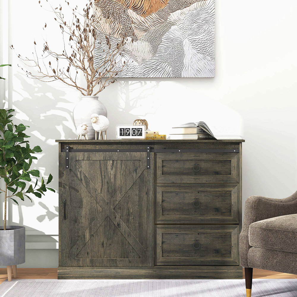 Gracie Oaks Farmhouse Sideboard Buffet Cabinet, Kitchen Cabinet Coffee ...