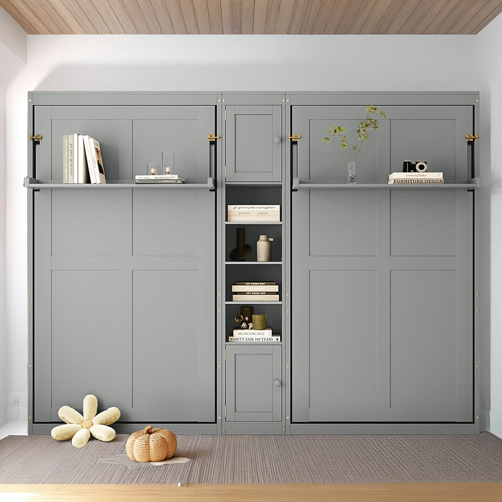Latitude Run® ??Space-Saving Dual Twin Murphy Bed Unit - Convertible ...