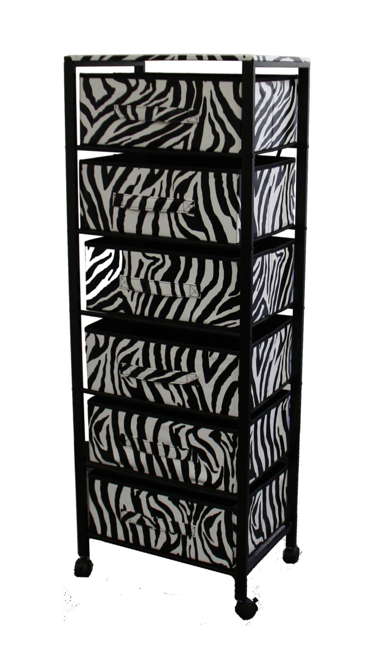 Latitude Run® Zebra Black And White Rolling Six Drawer Tower Organizer ...