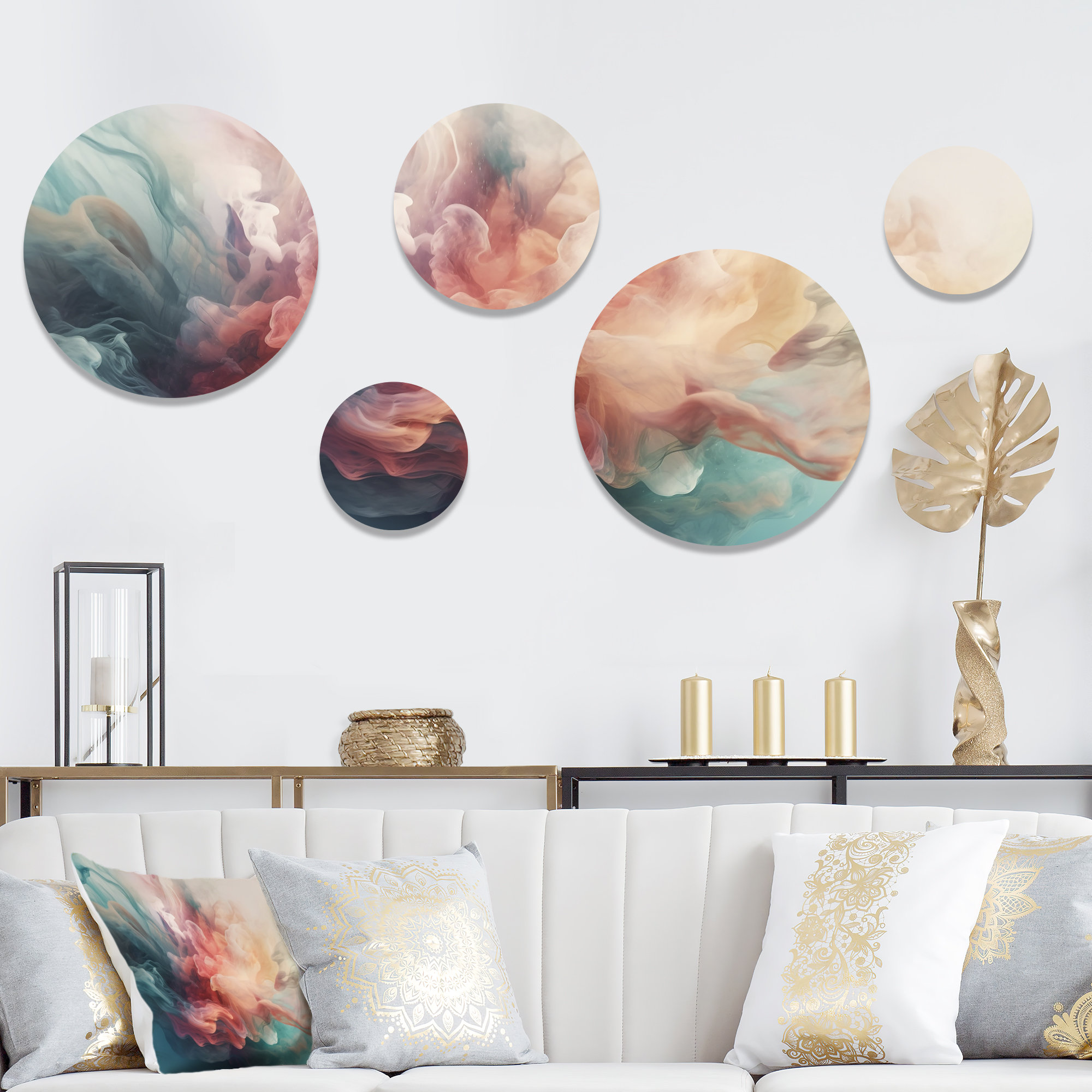 Design Art Orange Blue Dancing Colours I - Minimalism Metal Wall Décor ...