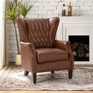 Leather Wingback Accent Chairs You'll Love | Wayfair