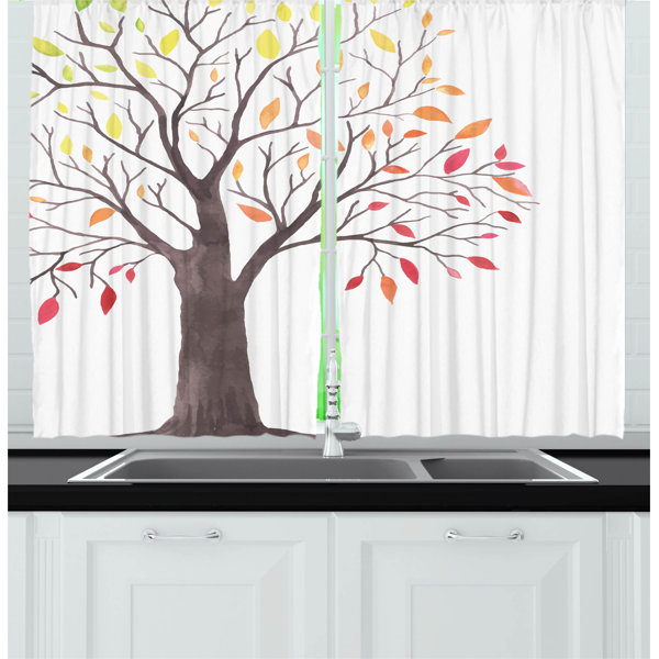 East Urban Home Pointed 55'' W Kitchen Curtain in | Wayfair