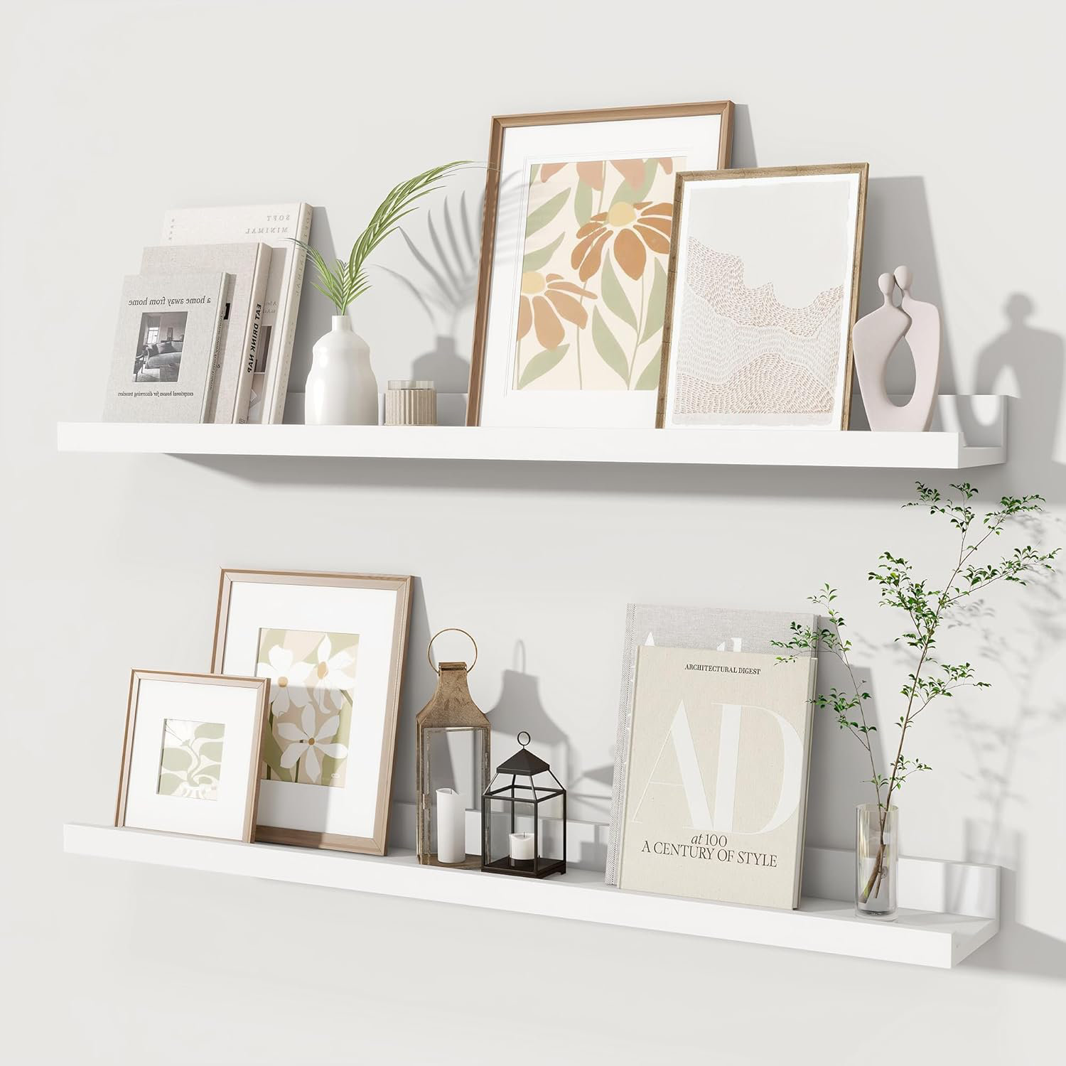 Hokku Designs 2 Pack Picture Ledge Shelves 32 Inch Rustic Wall Mounted ...