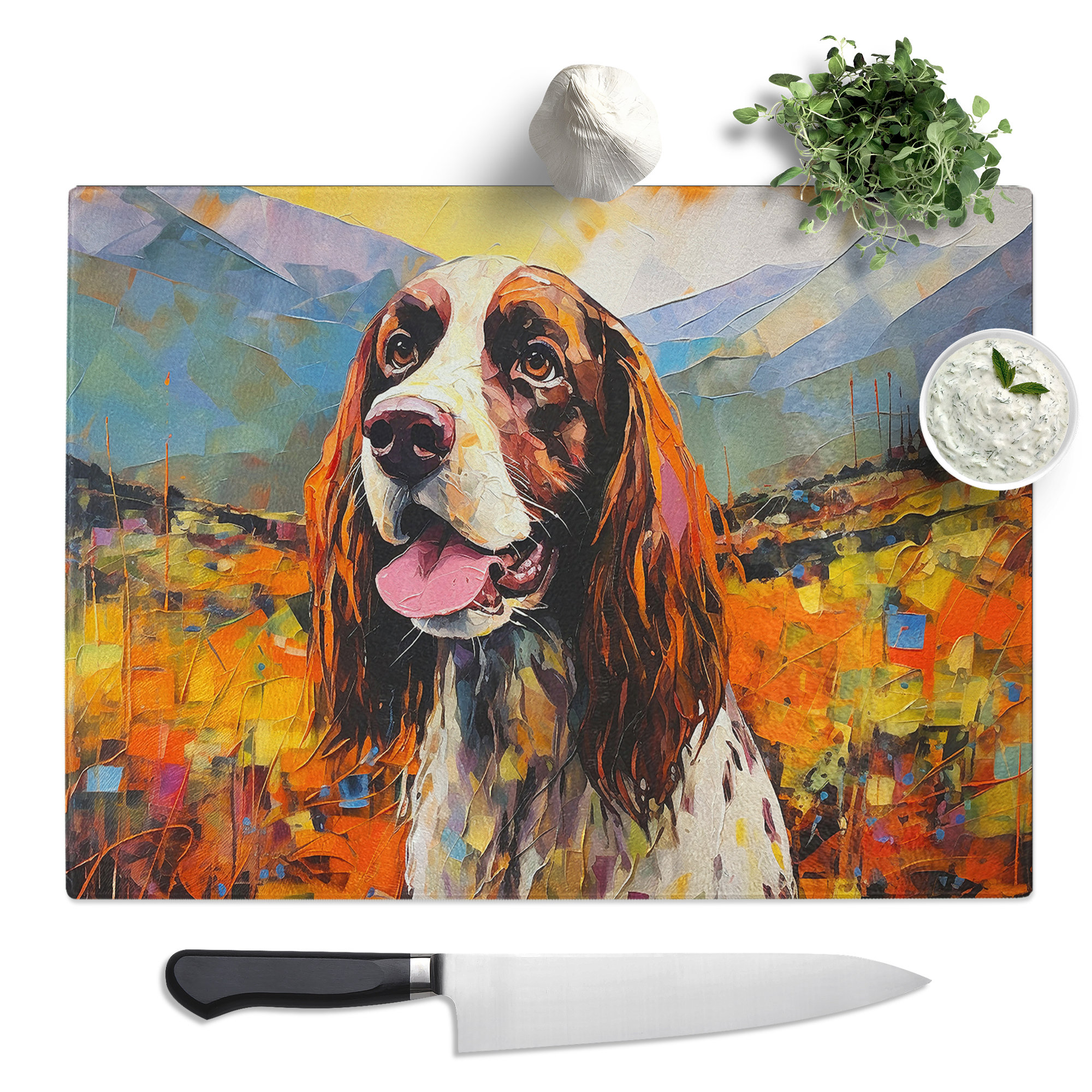 17 Stories English Springer Spaniel Contemporary Glass Chopping Board ...
