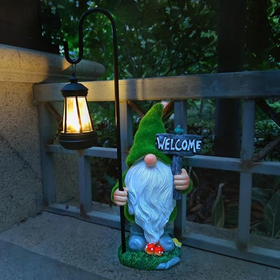 Trinx Garden Statues Gnomes With Solar Lantern Outdoor Decor-Gnomes ...