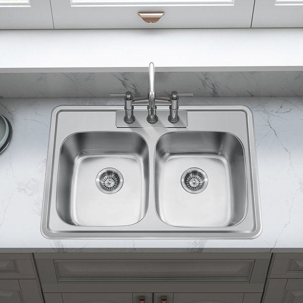 KDK HOME Stainless Steel 33" L x 22" W Drop In/Top Mount Kitchen Sink ...