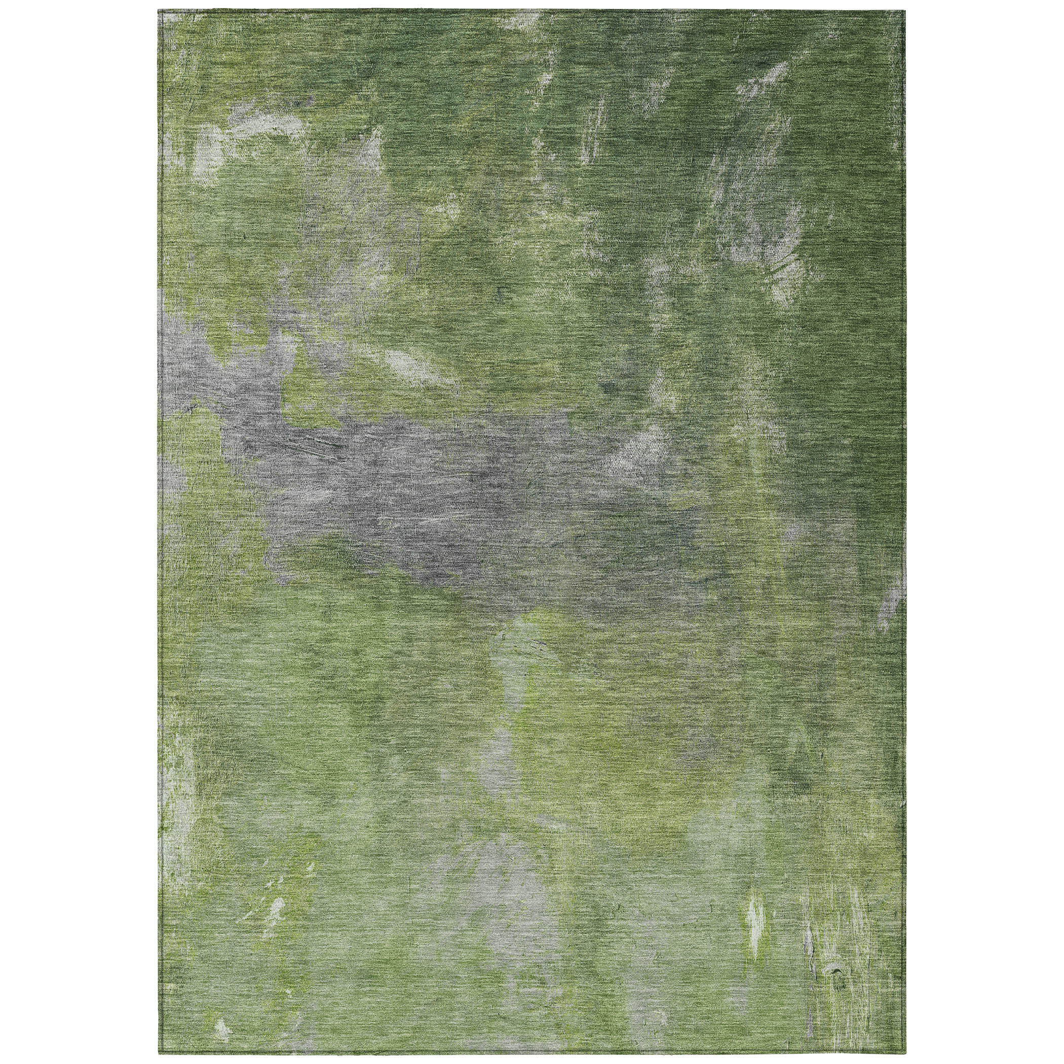 Bungalow Rose 10' X 14' Green And Olive Green Abstract Washable Indoor ...