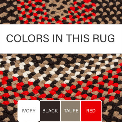 Super Area Rugs Farmhouse Braided Cotton Black / Red Area Rug | Wayfair