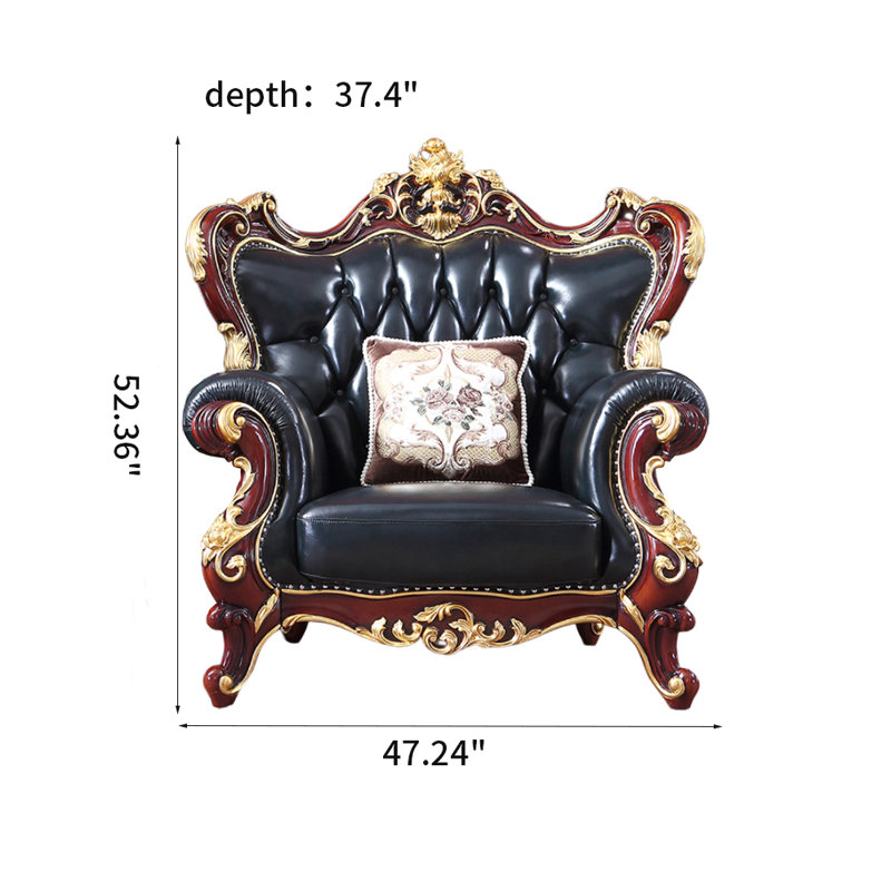 Romero Solid Wood American Sofa Chair 47.24'' Wide Tufted Genuine ...
