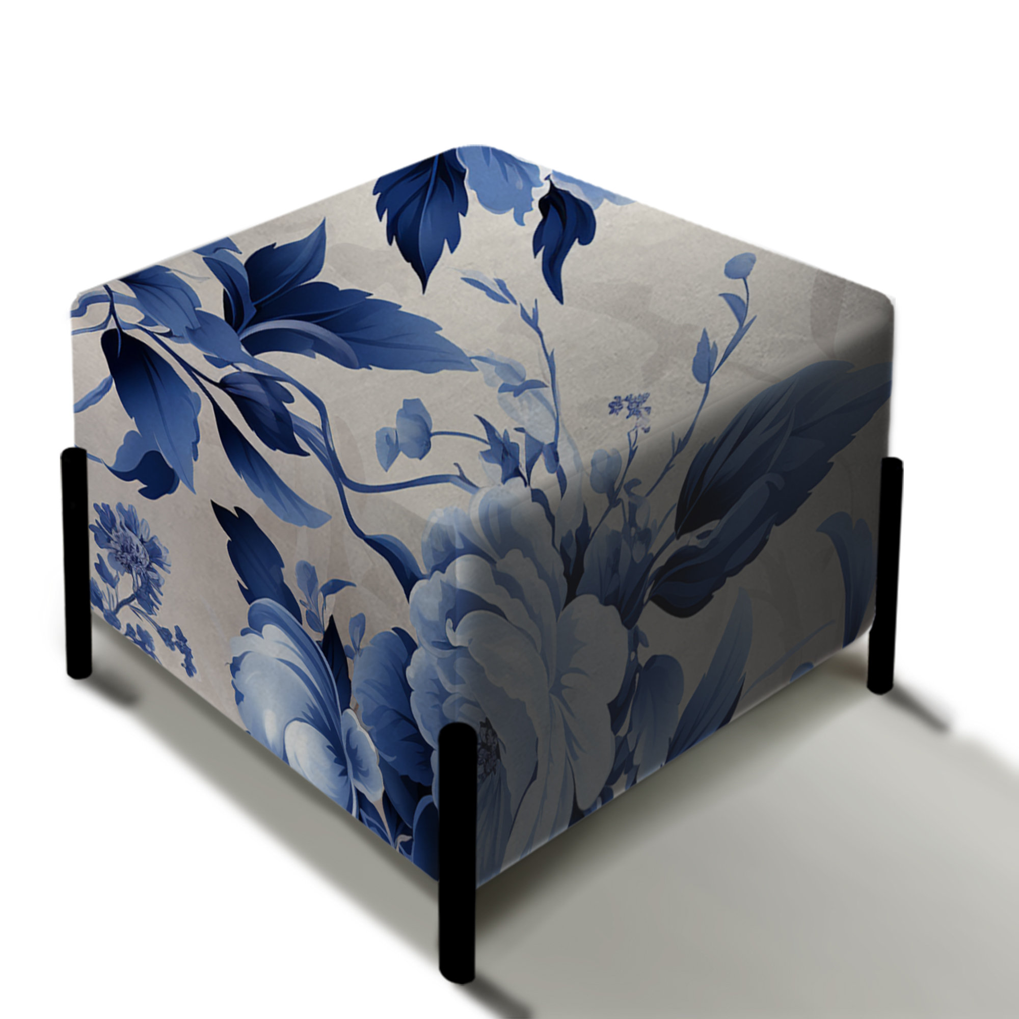 Design Art Cobalt Blue Cameo Victorian Pattern II - Floral Square ...