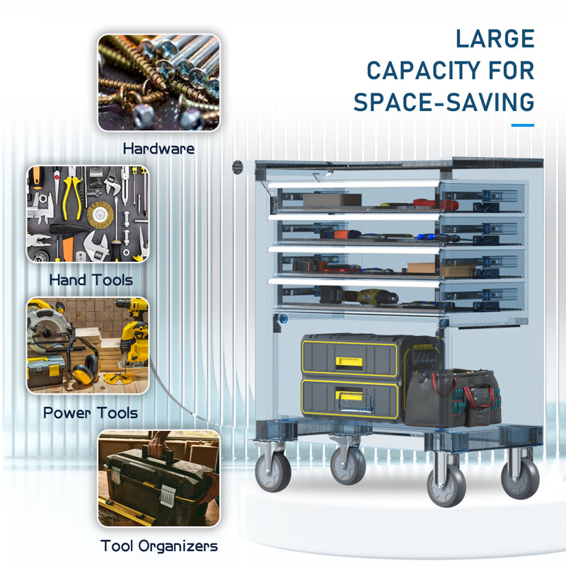 17 Stories 4-drawer Tool Box With Wheels, Rolling Tool Chest With ...