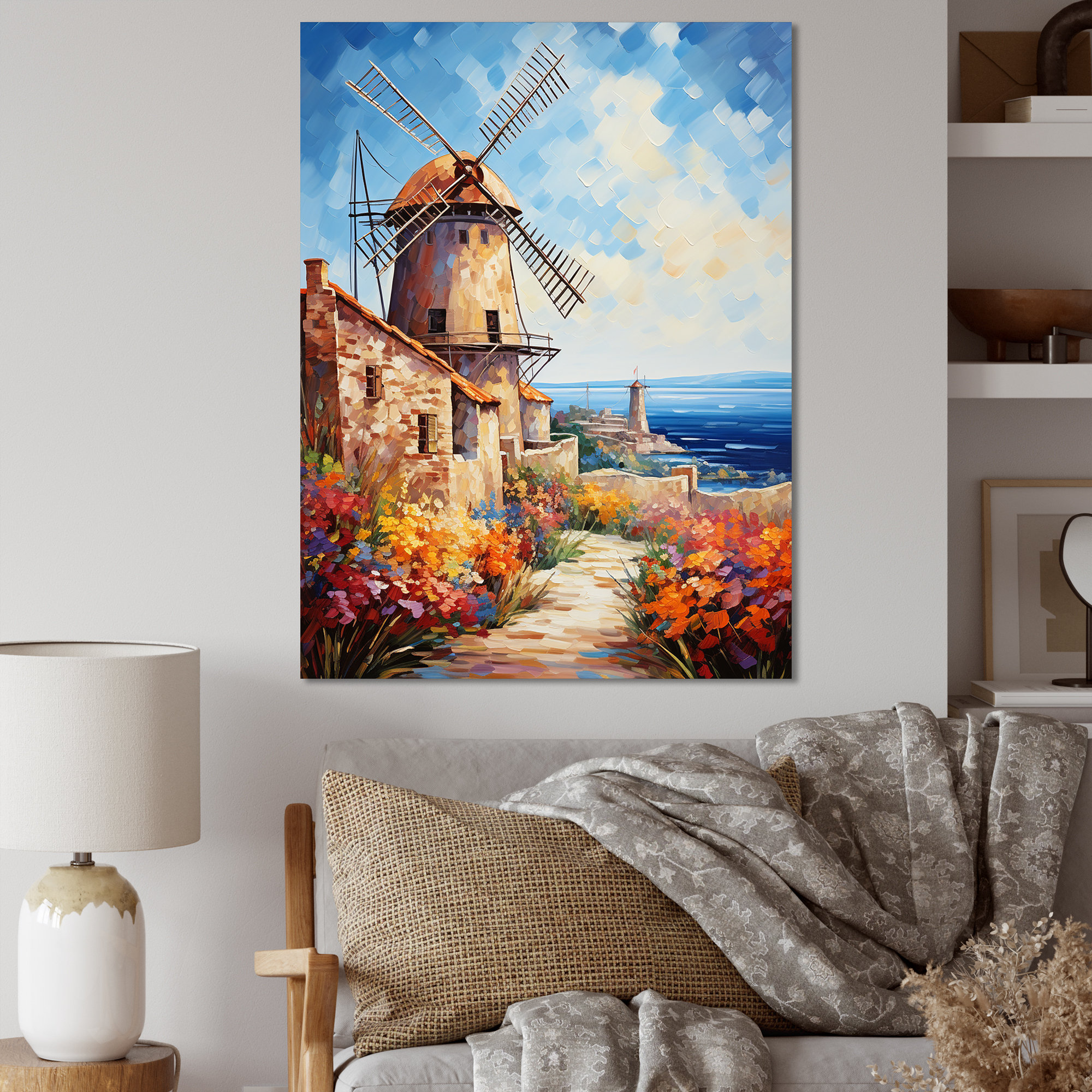 August Grove® Windmill Sunny Coastal Views - Wind Turbines Wall Art ...