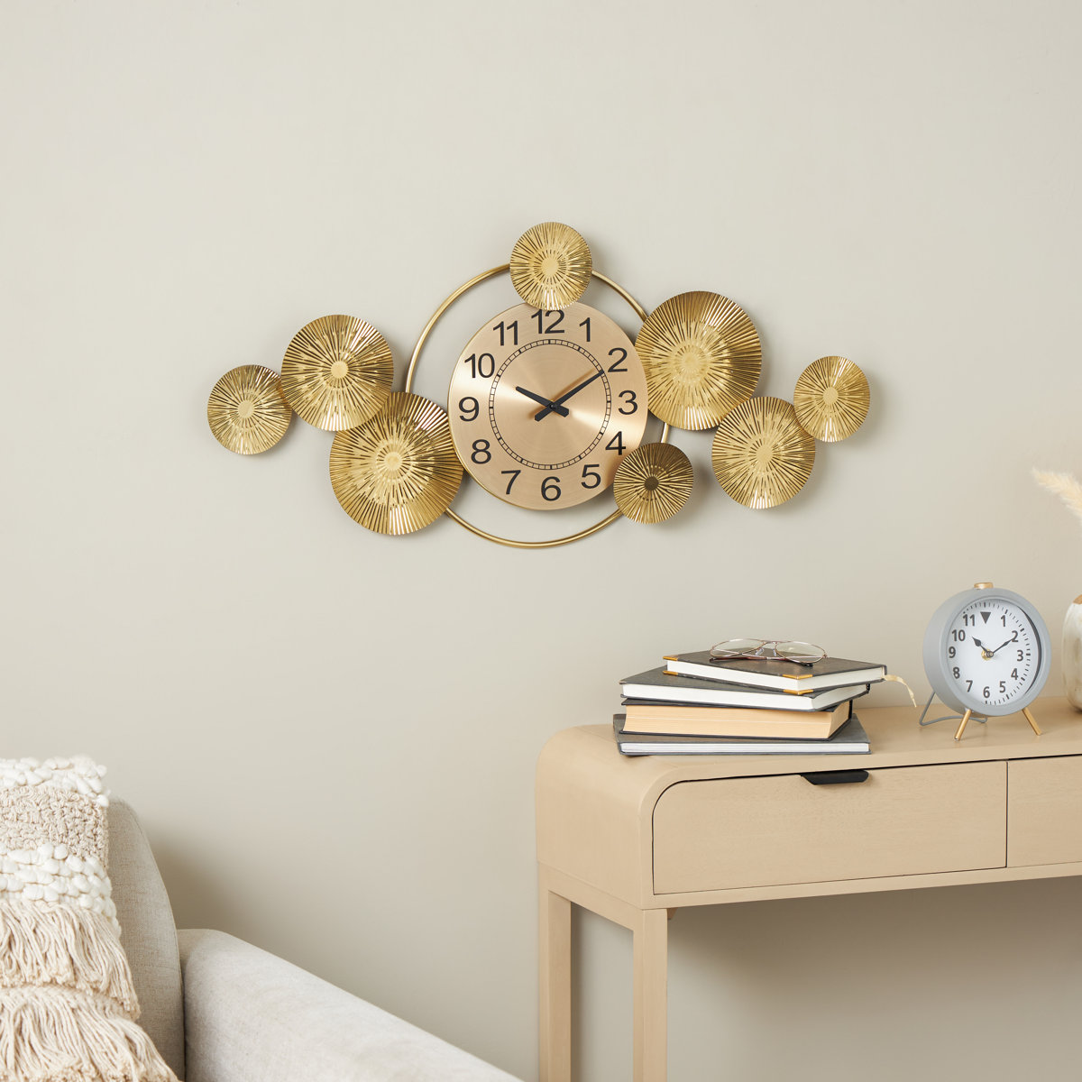 Mercer41 Cole And Grey Stainless Steel Metal Decorative Wall Clock With ...