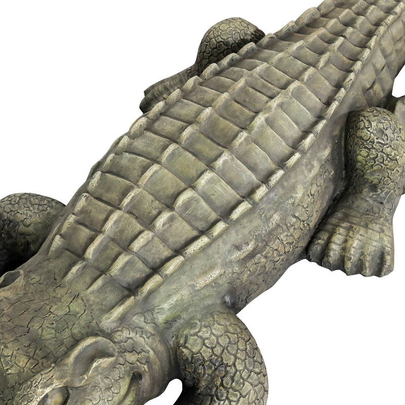 SunJet 42" Long Concrete Crouching Alligator Statue | Wayfair