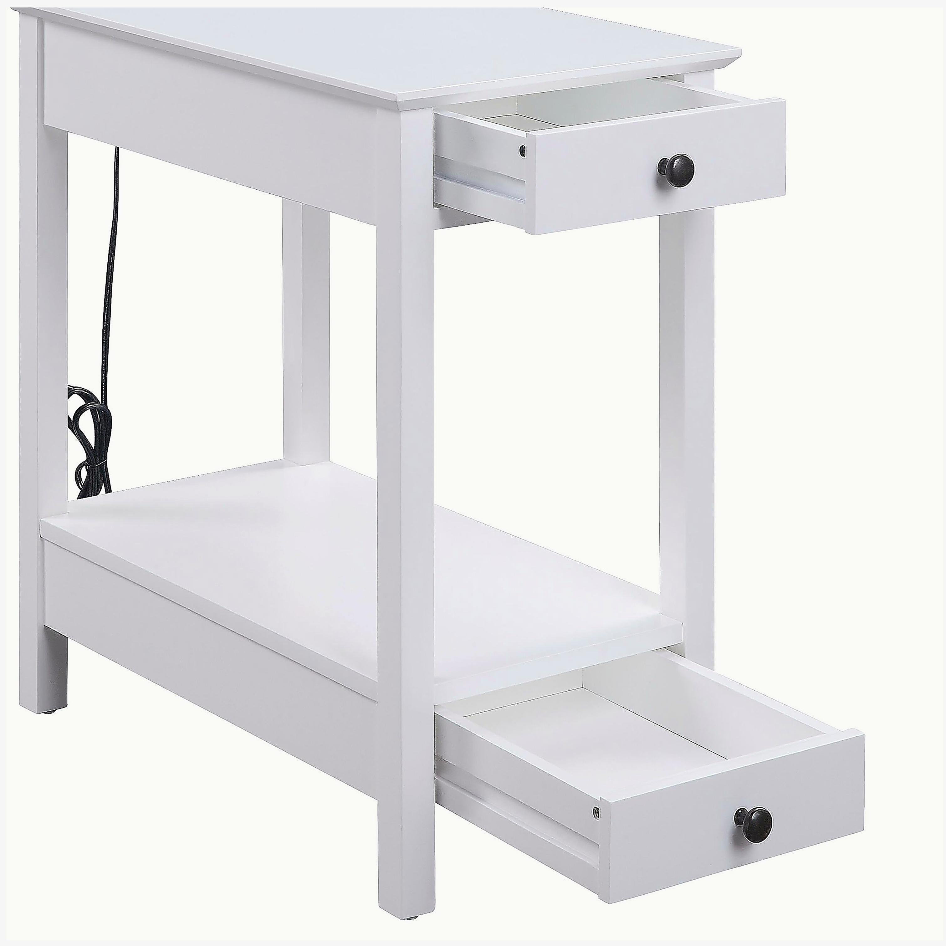 Everly Quinn White Storage Accent Table with USB | Wayfair
