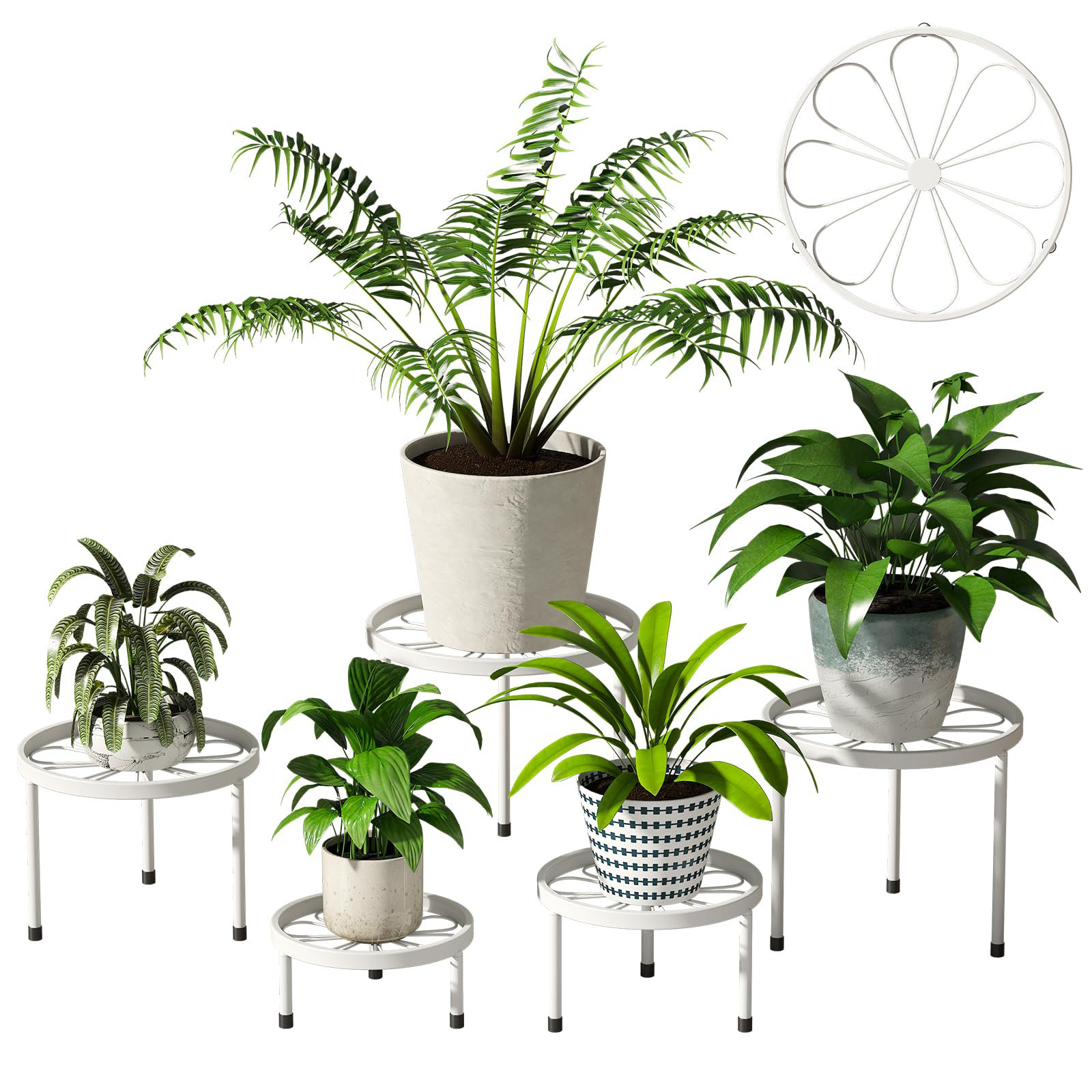 Winston Porter 5-Pack Metal Plant Stands, Heavy Duty Flower Pot Racks ...