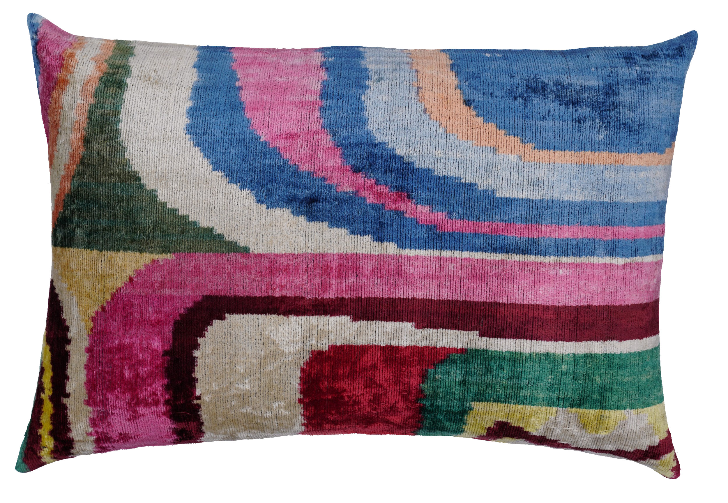 Canvello Handmade Unique Down Insert Silk Velvet Abstract Lumbar Throw ...
