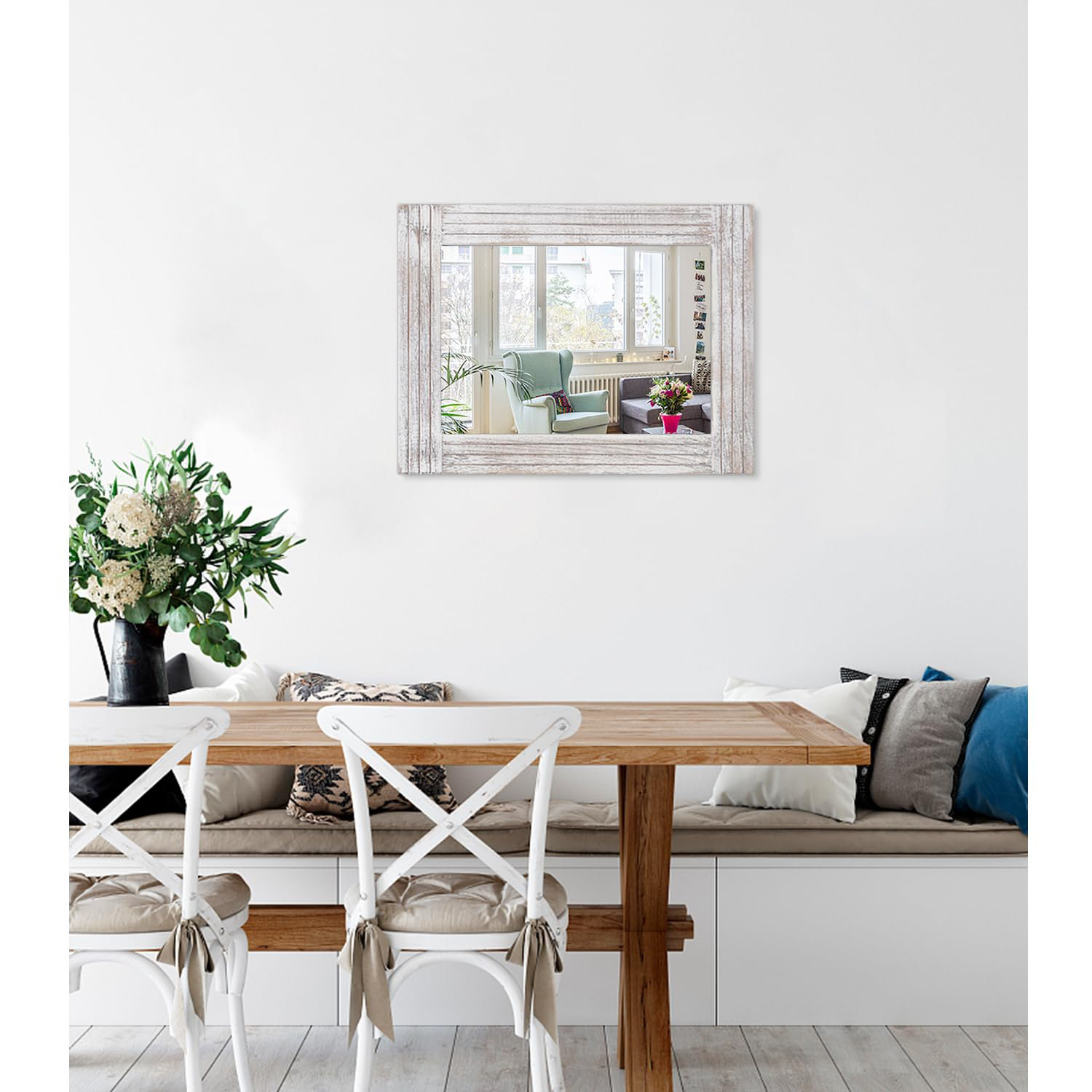 Gracie Oaks Mirrors For Wall Rustic Wooden Frame Rectangle Mirror ...