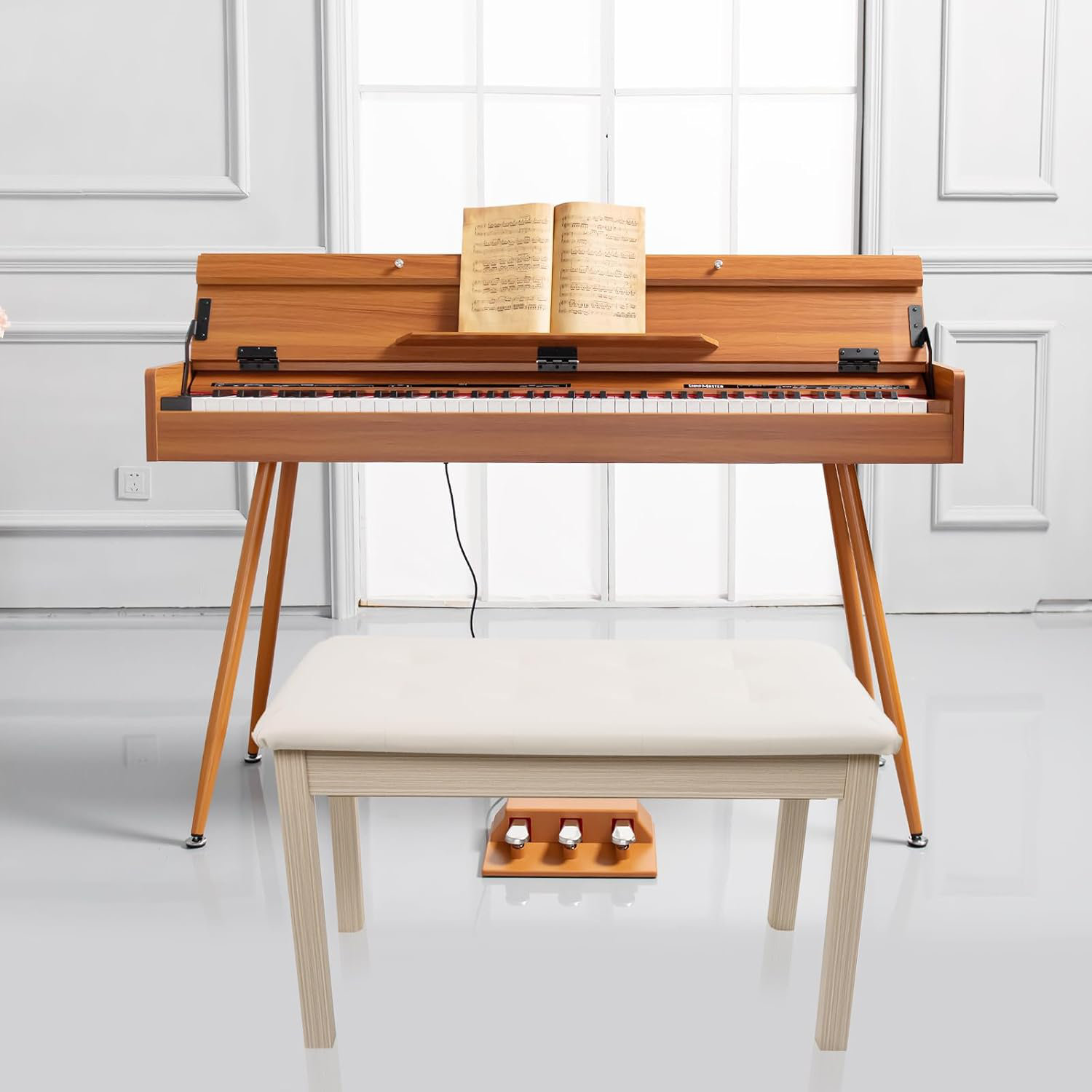 Red Barrel Studio® Duet Piano Bench With Padded Cushion And Storage ...