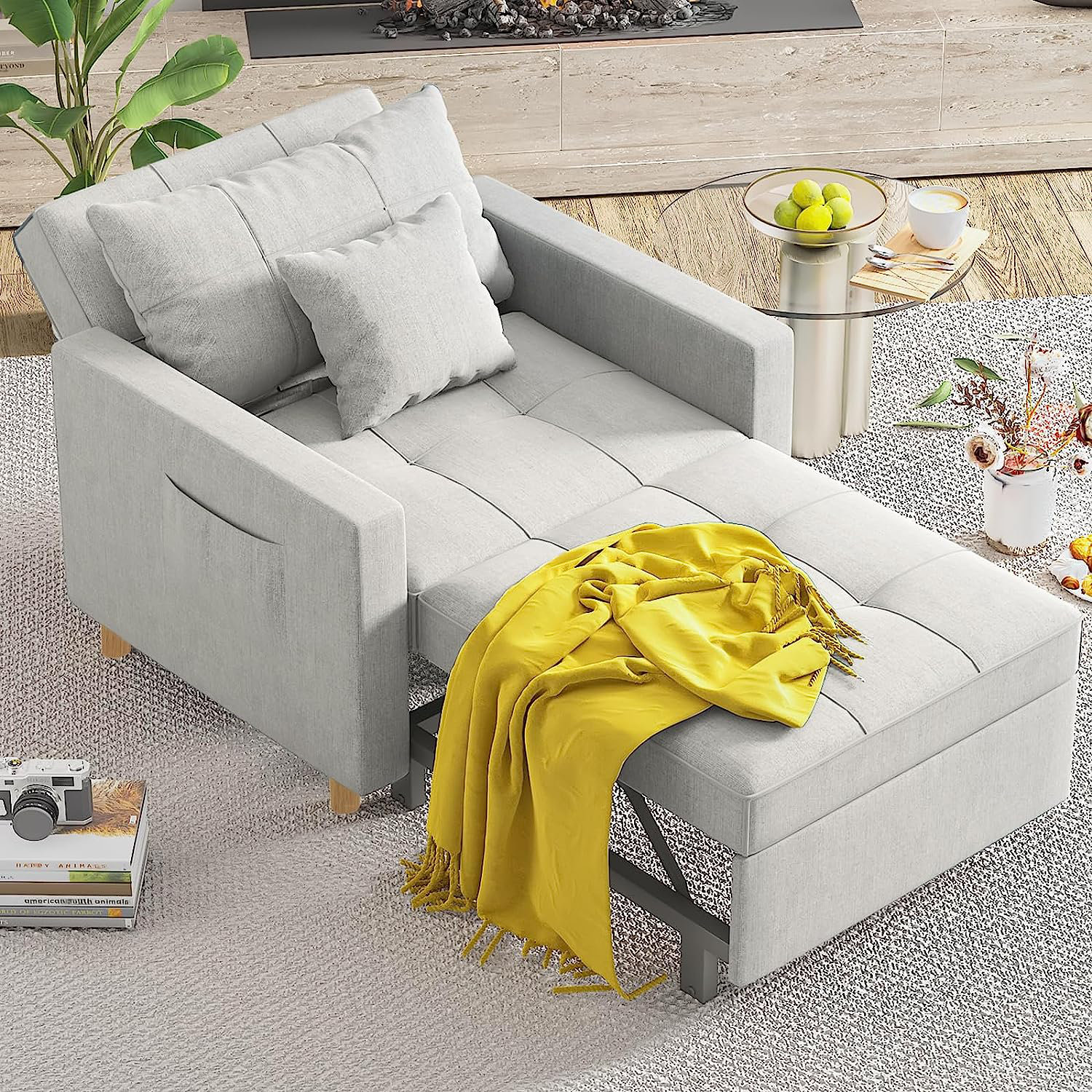 Latitude Run® 39" Upholstered Convertible Chair 3-In-1 Pull Out Sofa ...