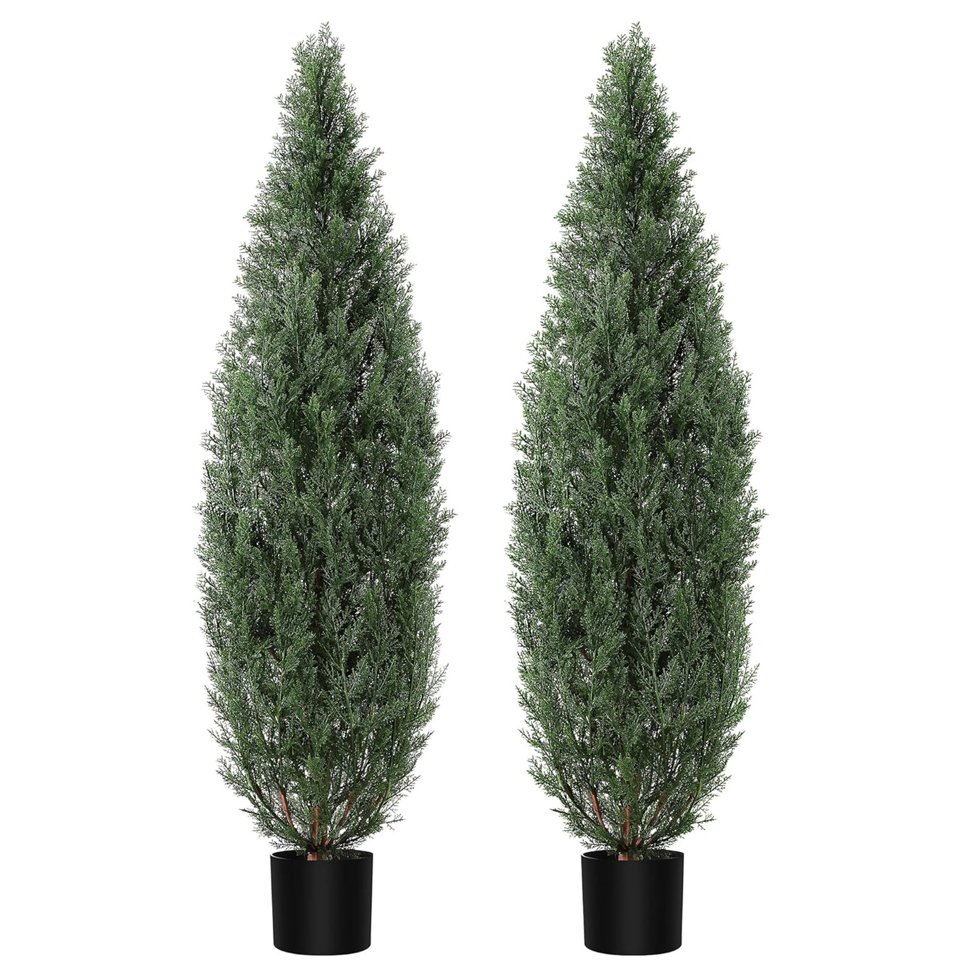 Primrue Artificial Topiary Tree 2-Set,5Ft Artificial Cedar Topiary ...