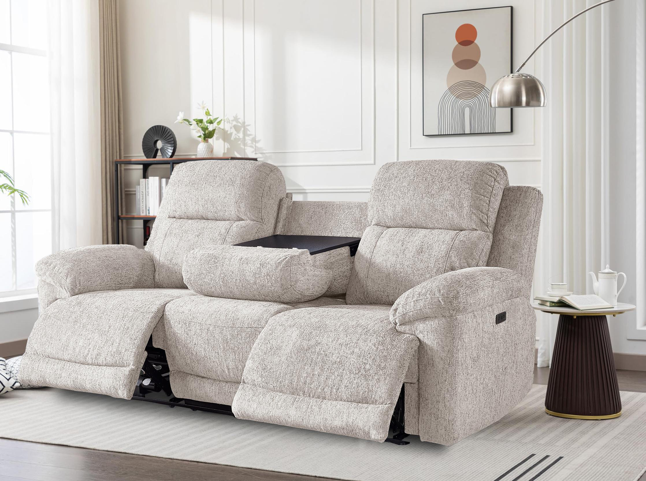 Latitude Run® Callendale Power Reclining Sofa With Tray Table, Type-C ...