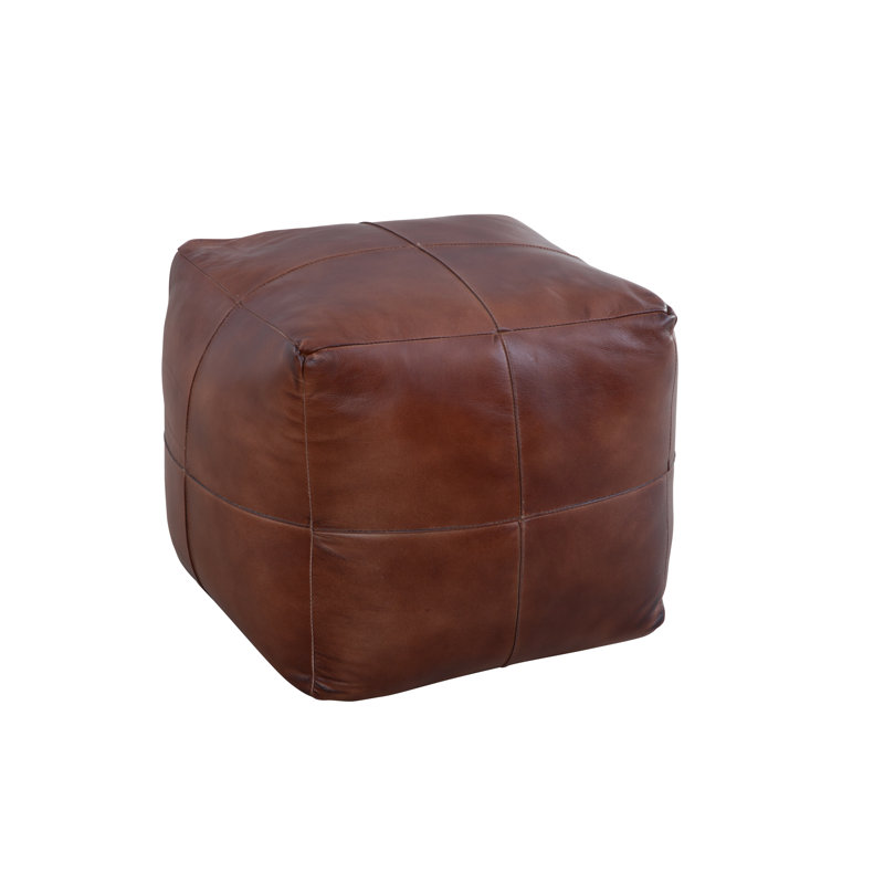 17 Stories Vladiana Genuine Leather Square End Table Pouf & Reviews ...