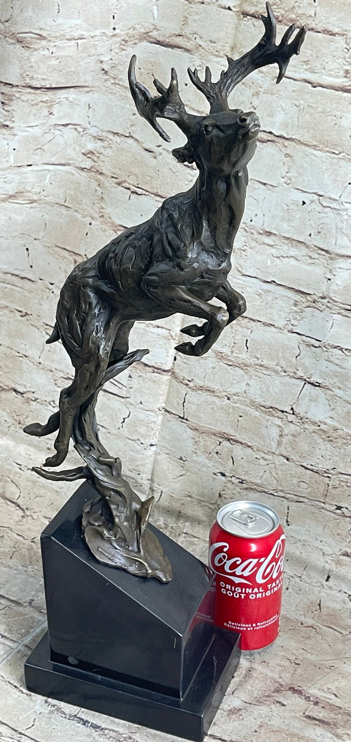 Loon Peak® Kaleya Elk Deer Caribou Stag Buck Jumping Bronze Statue ...