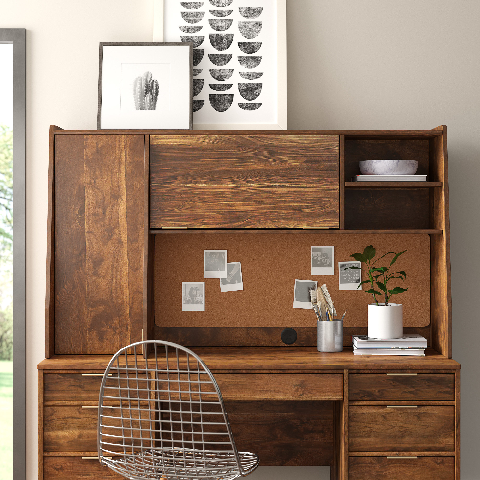 Loon Peak Gerrod 34.134" H x 58.898" W Desk Hutch | Wayfair