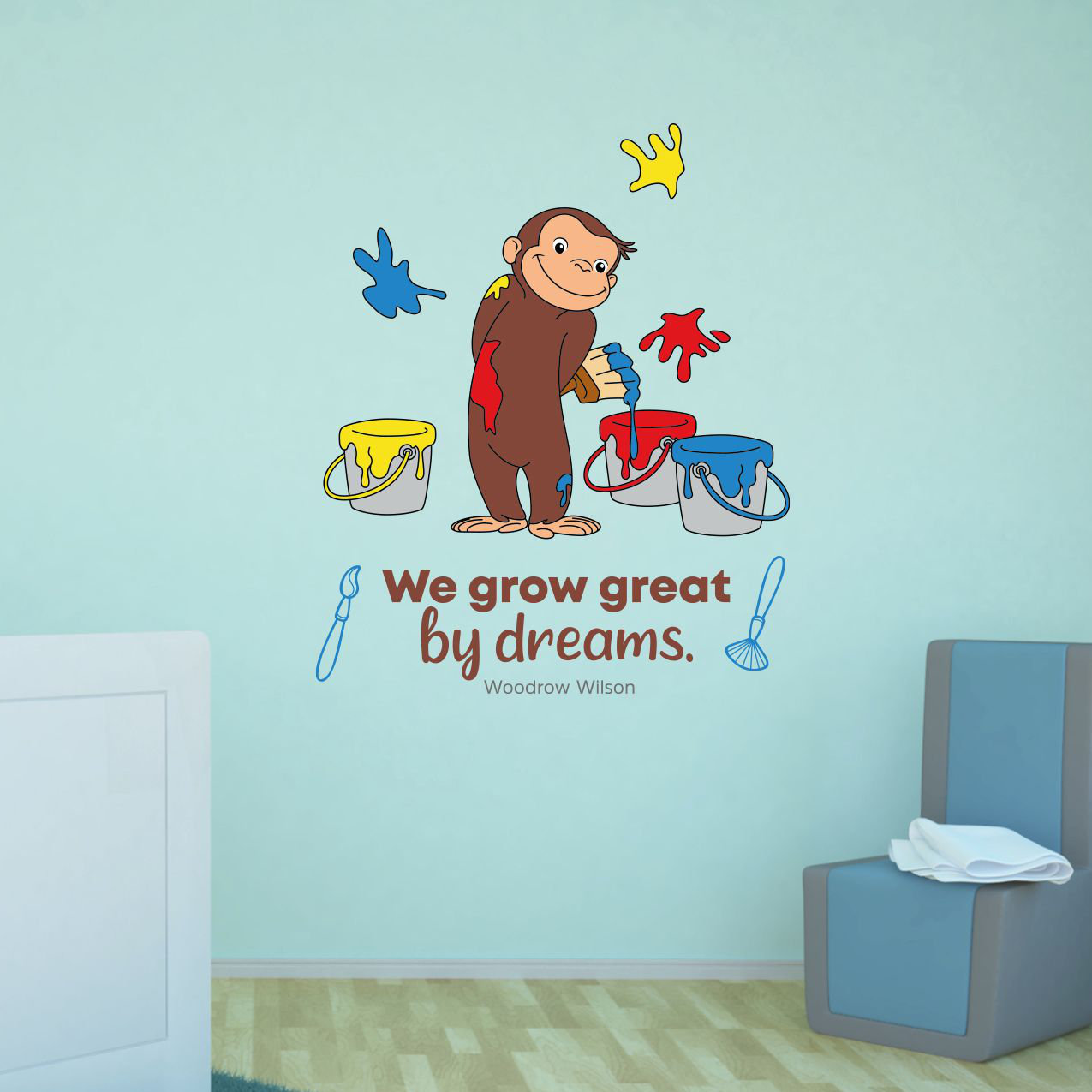 Zoomie Kids We Grow Cute Monkey Life Quote Cartoon Quotes Decors Wall ...