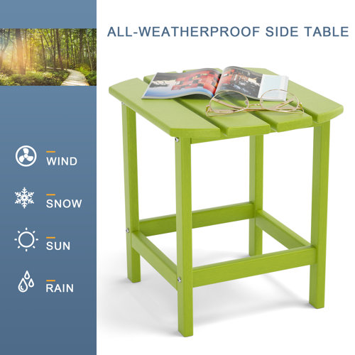 Ebern Designs Bonifacia Adirondack Outdoor Side Table, HDPE Plastic End ...